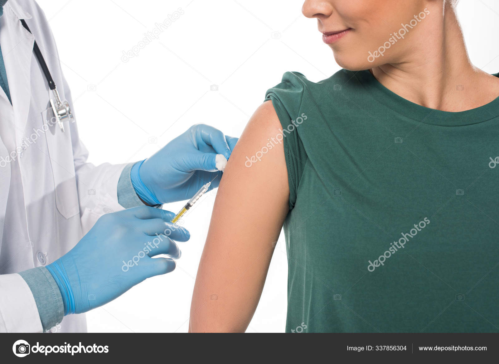 Cropped View Doctor Doing Vaccine Injection Patient Isolated White ...