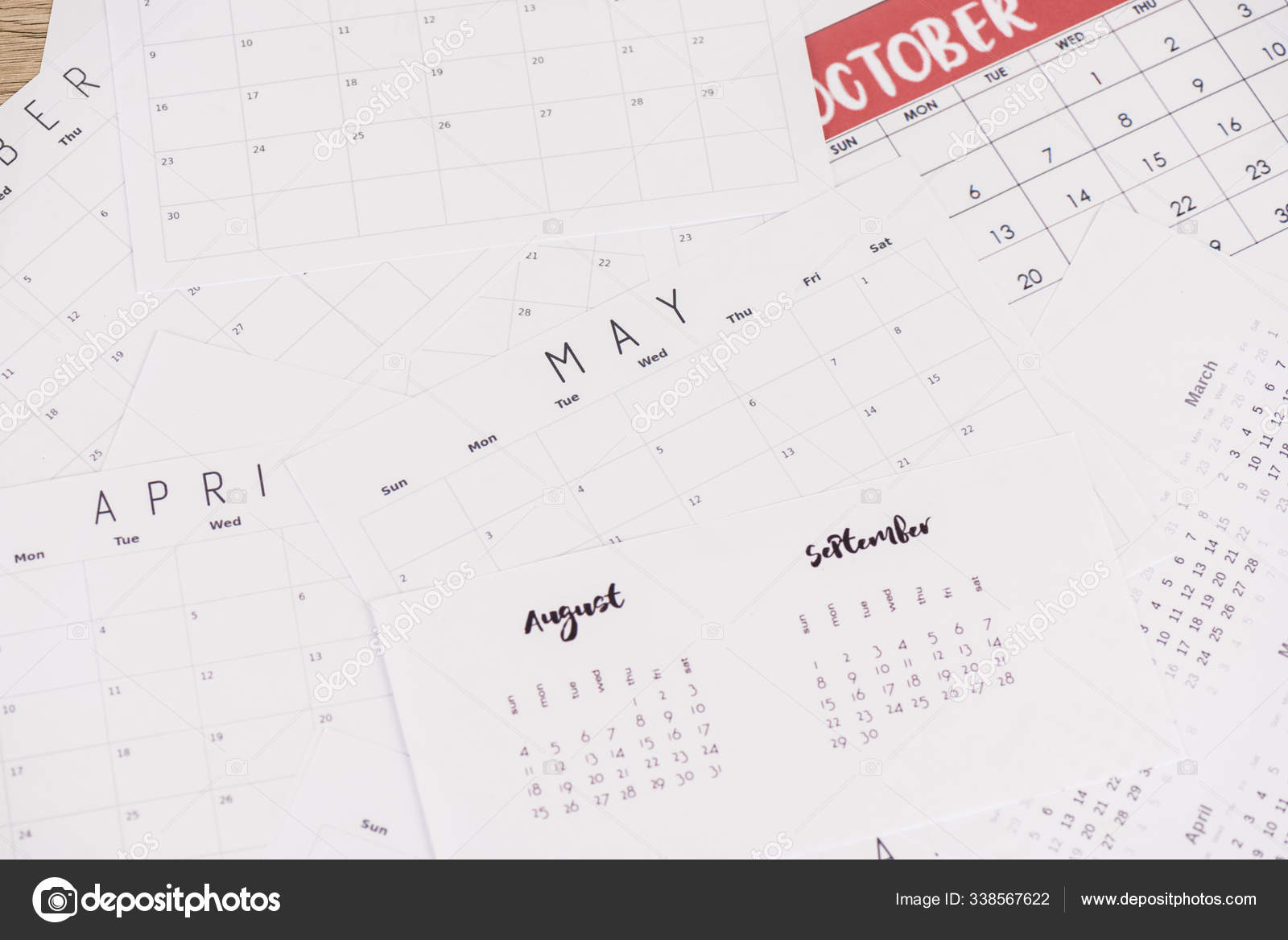 High Angle View Calendars Mouths Wooden Surface — Stock Photo ...