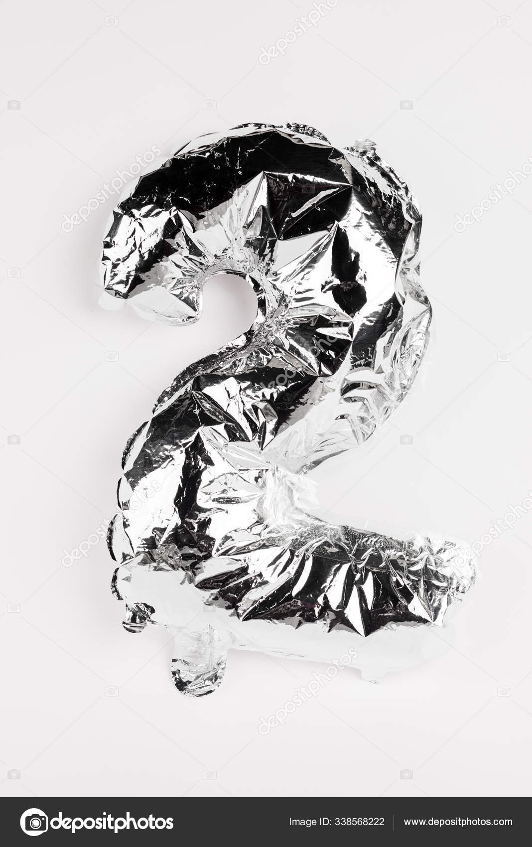 Silver Balloon Shape Two Number Grey Background Stock Photo by ...