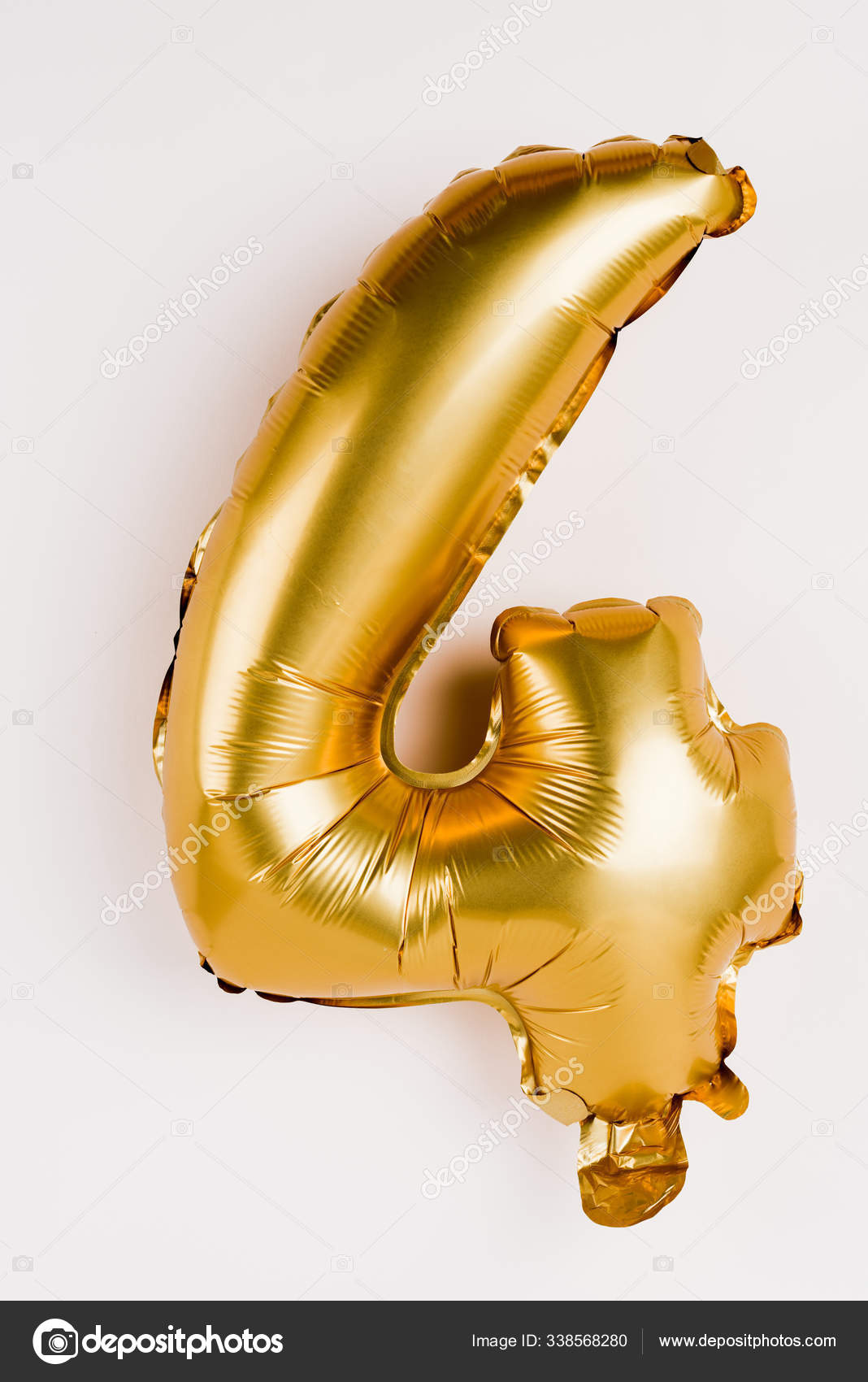 Festive Golden Balloon Shape Four Number Grey Background — Stock Photo ...