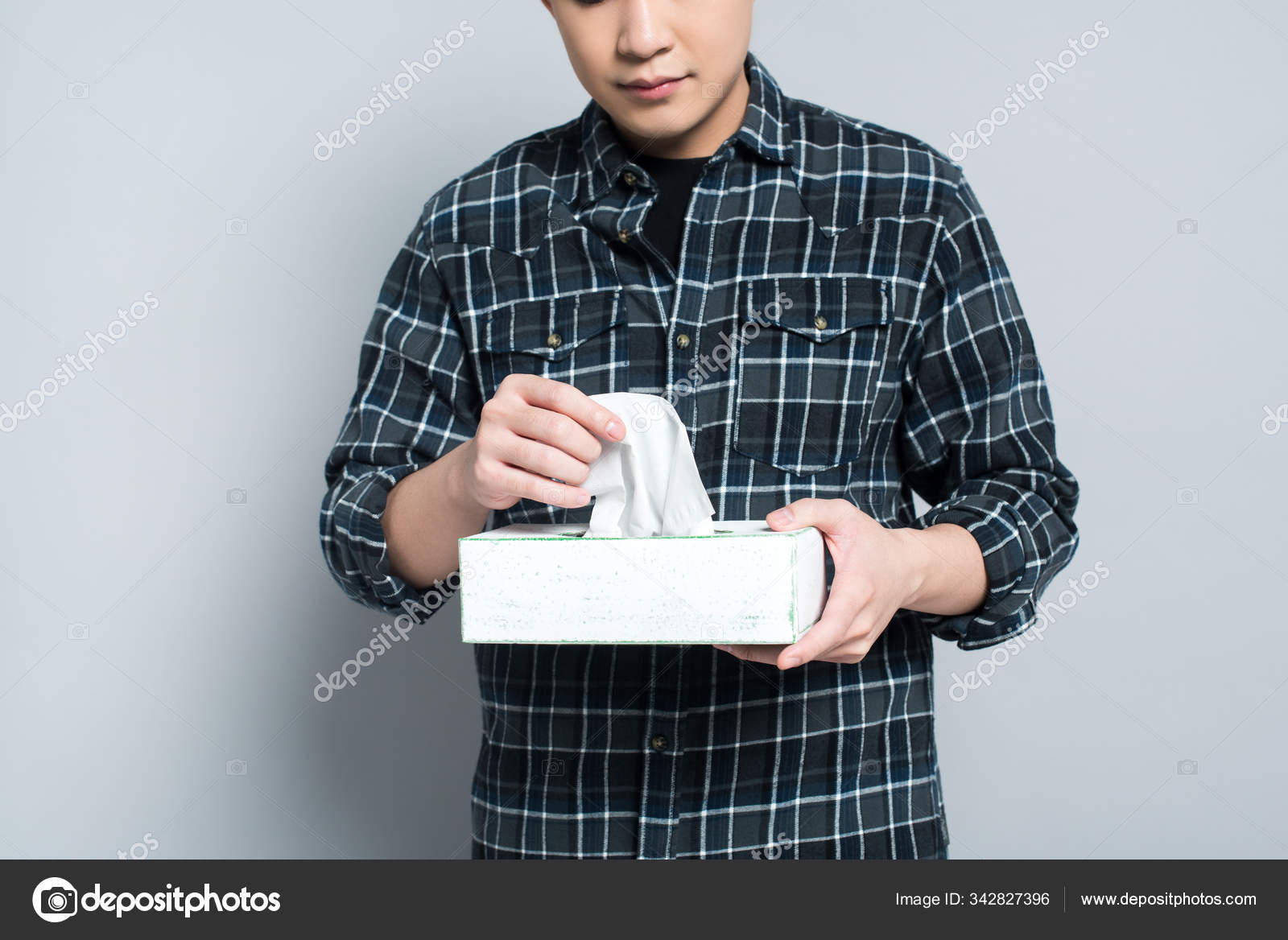 Cropped View Young Man Holding Pack Paper Napkins While Suffering ⬇ ...
