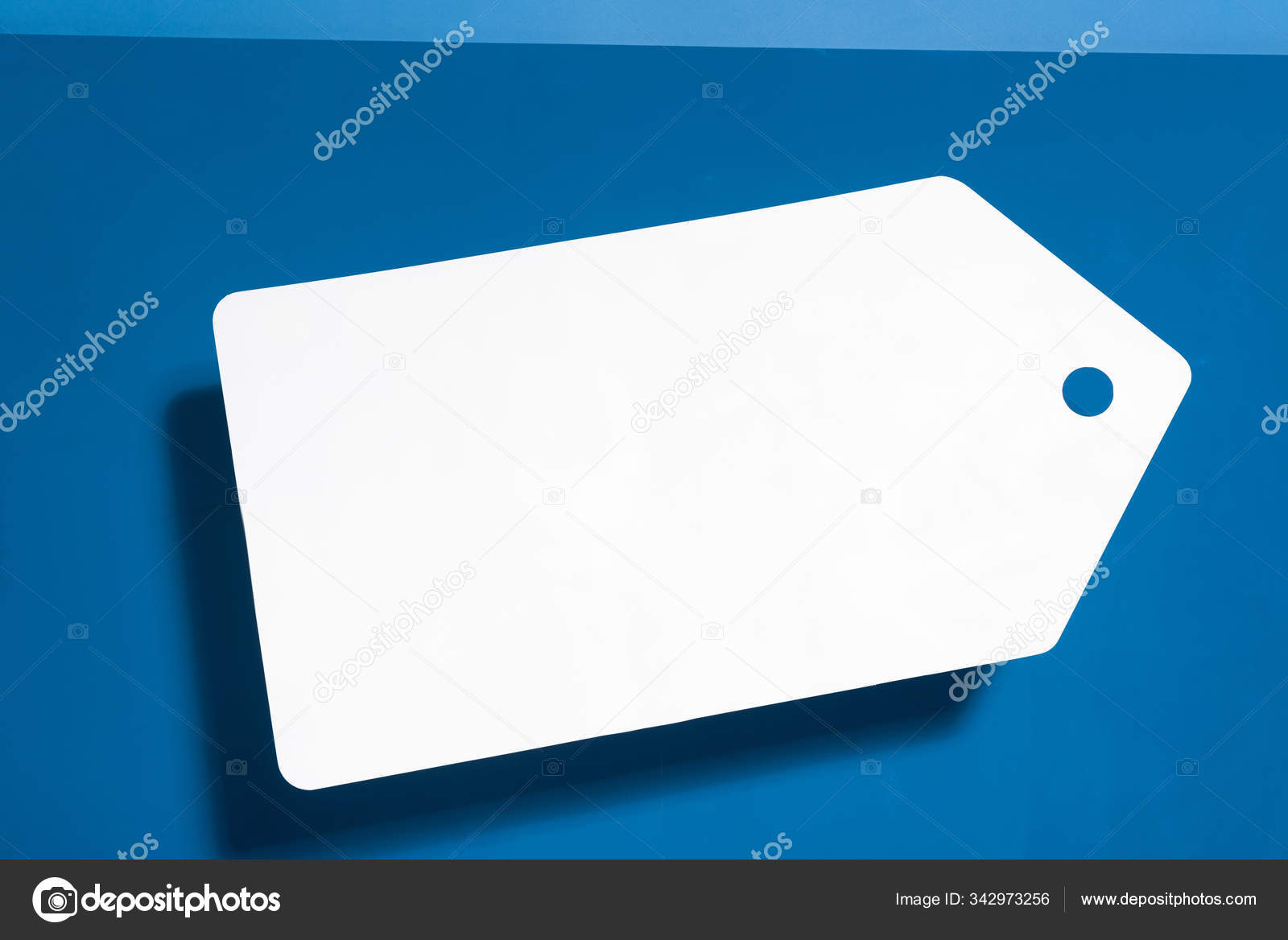 White Big Blank Price Tag Blue Background Stock Photo by ©IgorVetushko ...