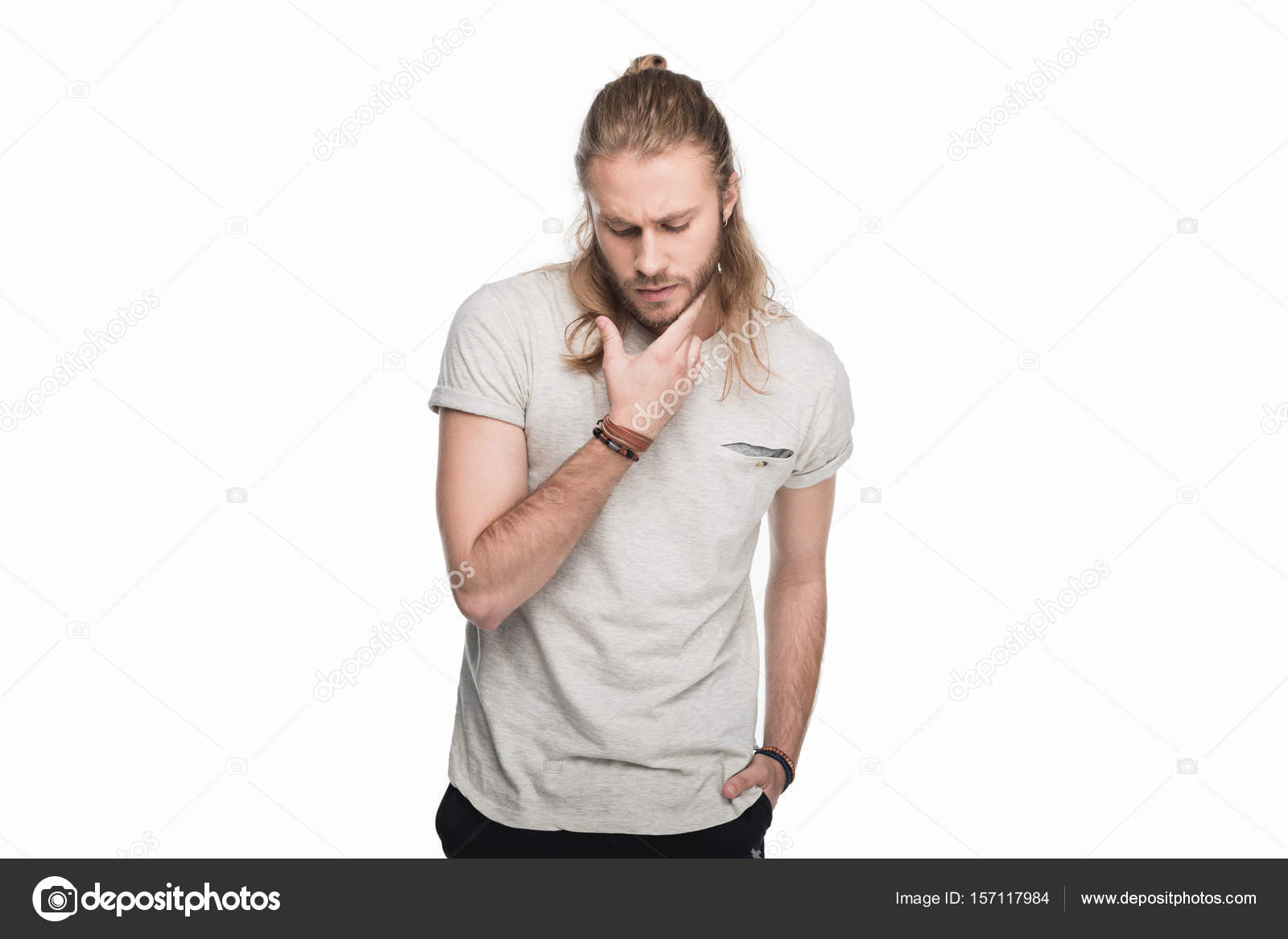 Young pensive man — Stock Photo © AllaSerebrina #157117984 Young pensive man — Stock Photo © AllaSerebrina #157117984