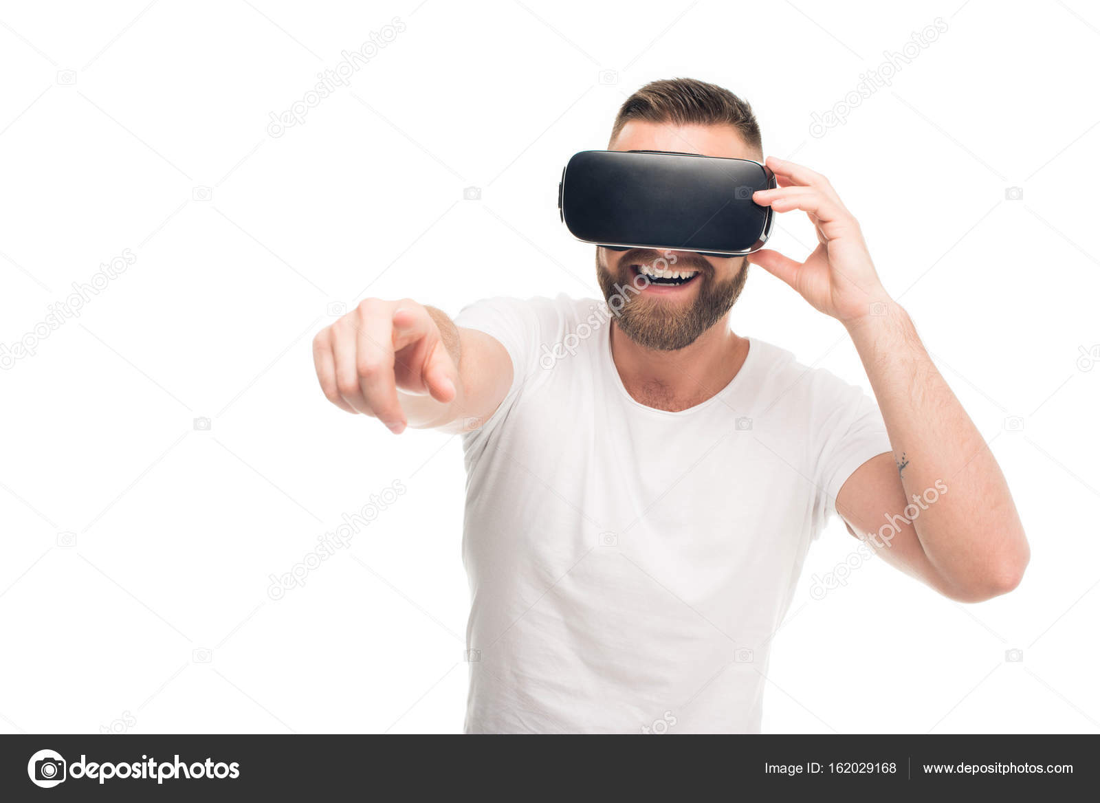 Man using virtual reality headset — Stock Photo © AllaSerebrina #162029168