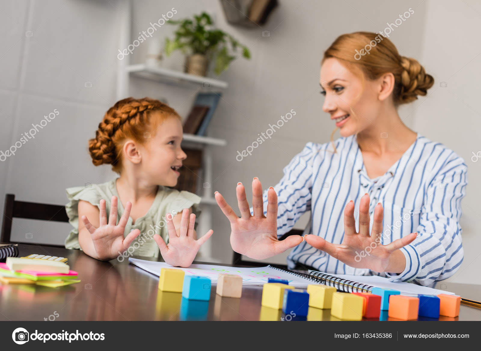 Mother and daughter learning math at home Stock Photo by ©AllaSerebrina ...