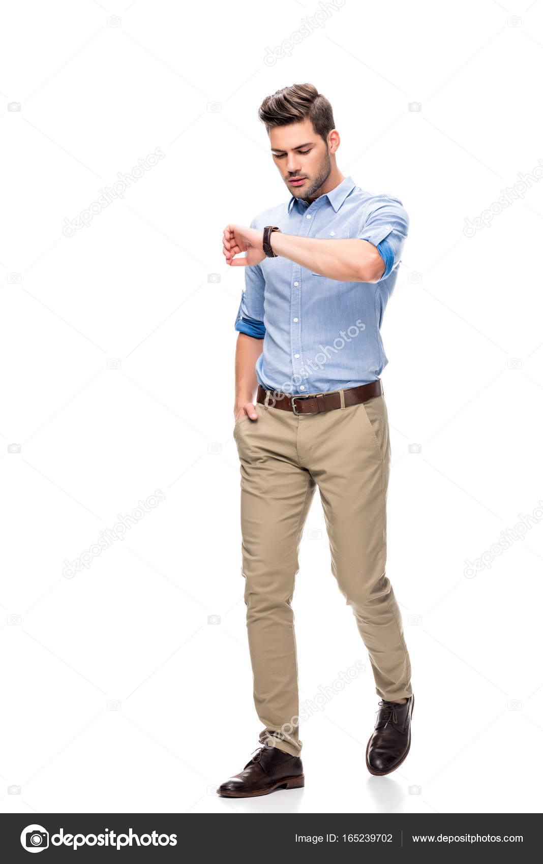 Man looking at watch — Stock Photo © AllaSerebrina #165239702
