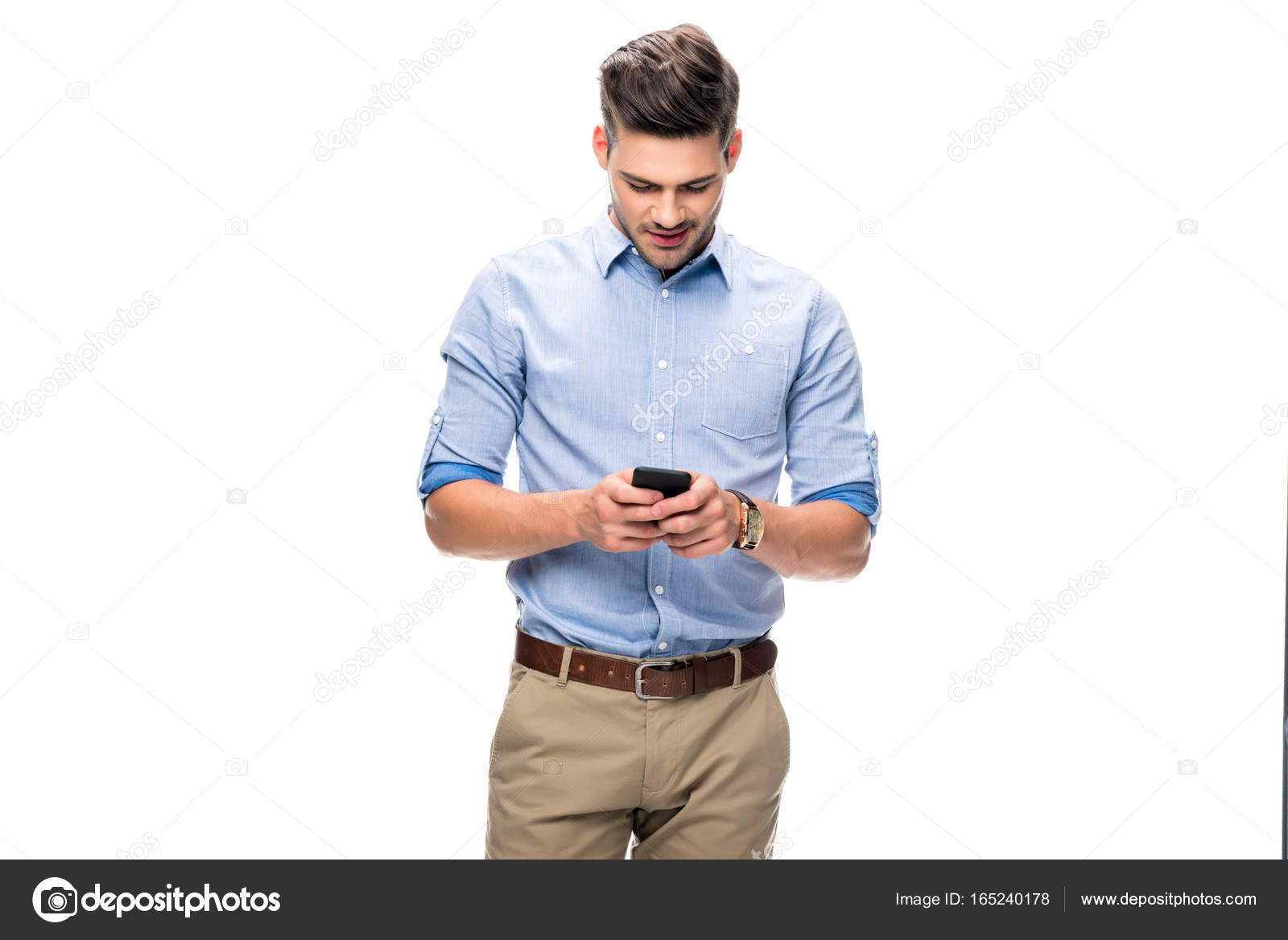 Young man using smartphone — Stock Photo © AllaSerebrina #165240178 Young man using smartphone — Stock Photo © AllaSerebrina #165240178