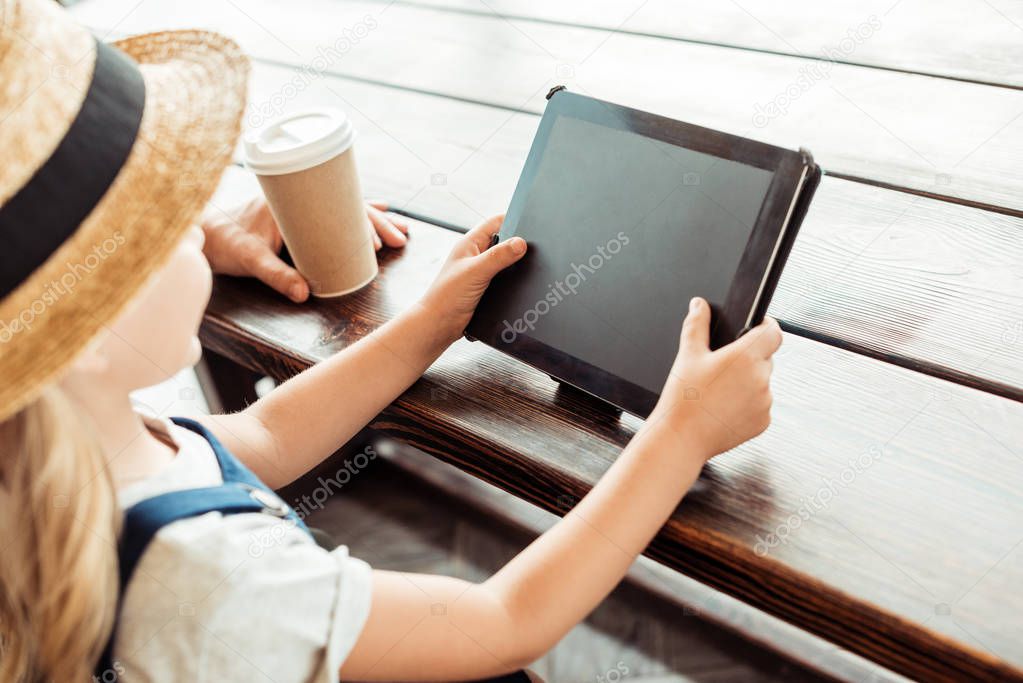 Kid holding tablet — Stock Photo © AllaSerebrina #167960630