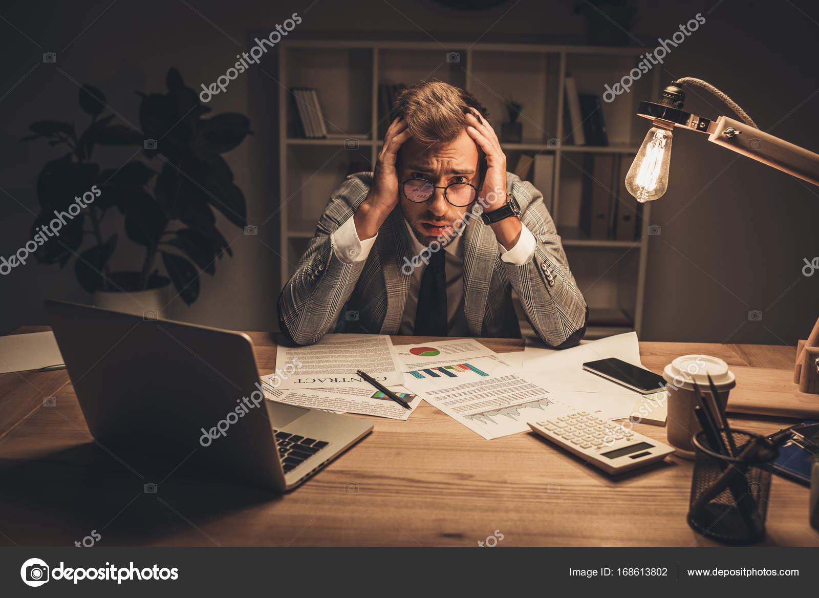 Overworked businessman with paperwork — Stock Photo © AllaSerebrina ...