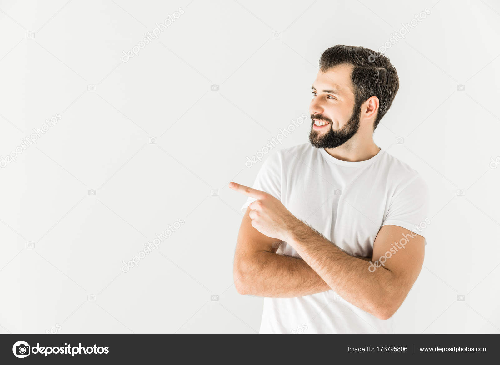 Man pointing away with finger — Stock Photo © AllaSerebrina #173795806