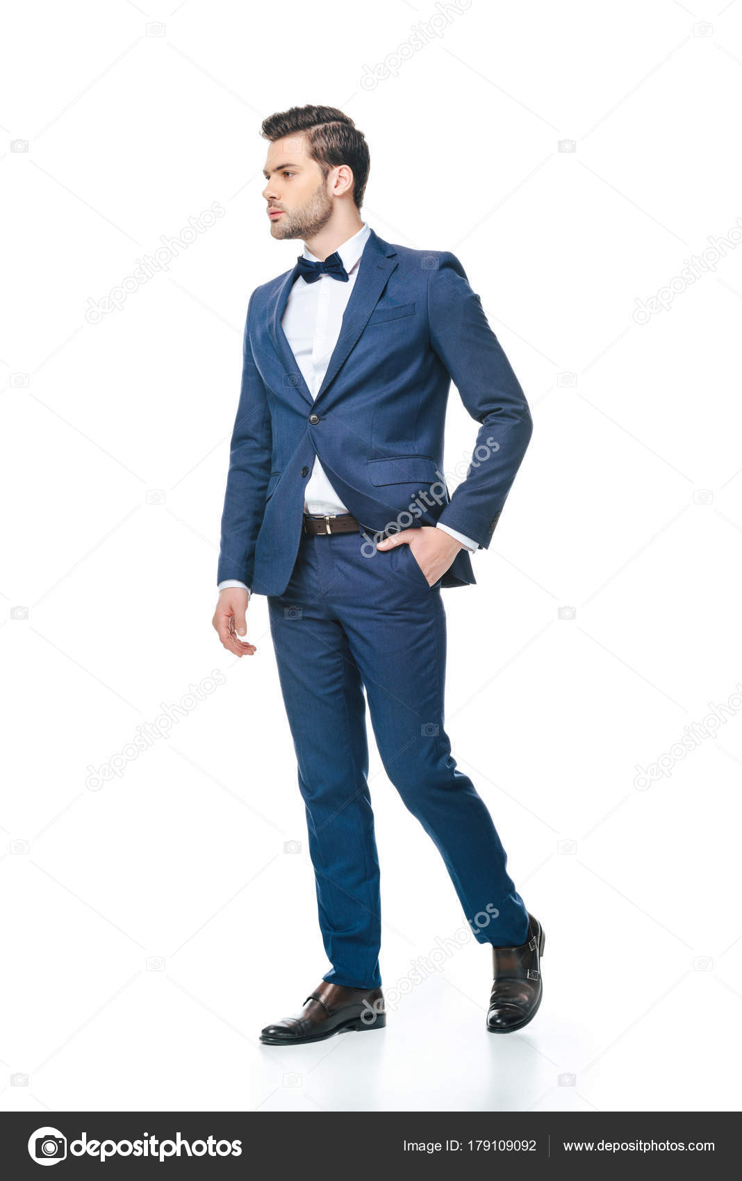 Stylish Young Man Suit Posing Isolated White — Stock Photo ...