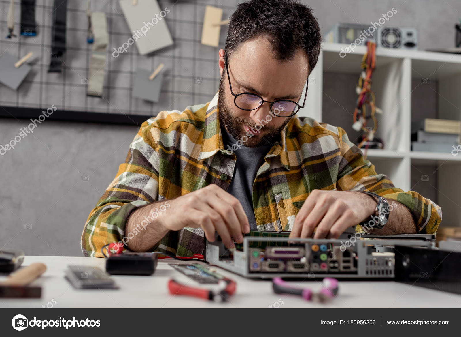Man Looking While Fixing Broken Computer — Free Stock Photo ...