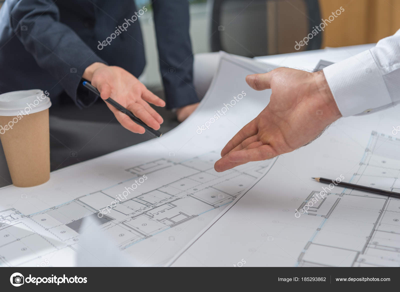 Cropped Shot Architects Discussing Building Plans Together — Stock ...