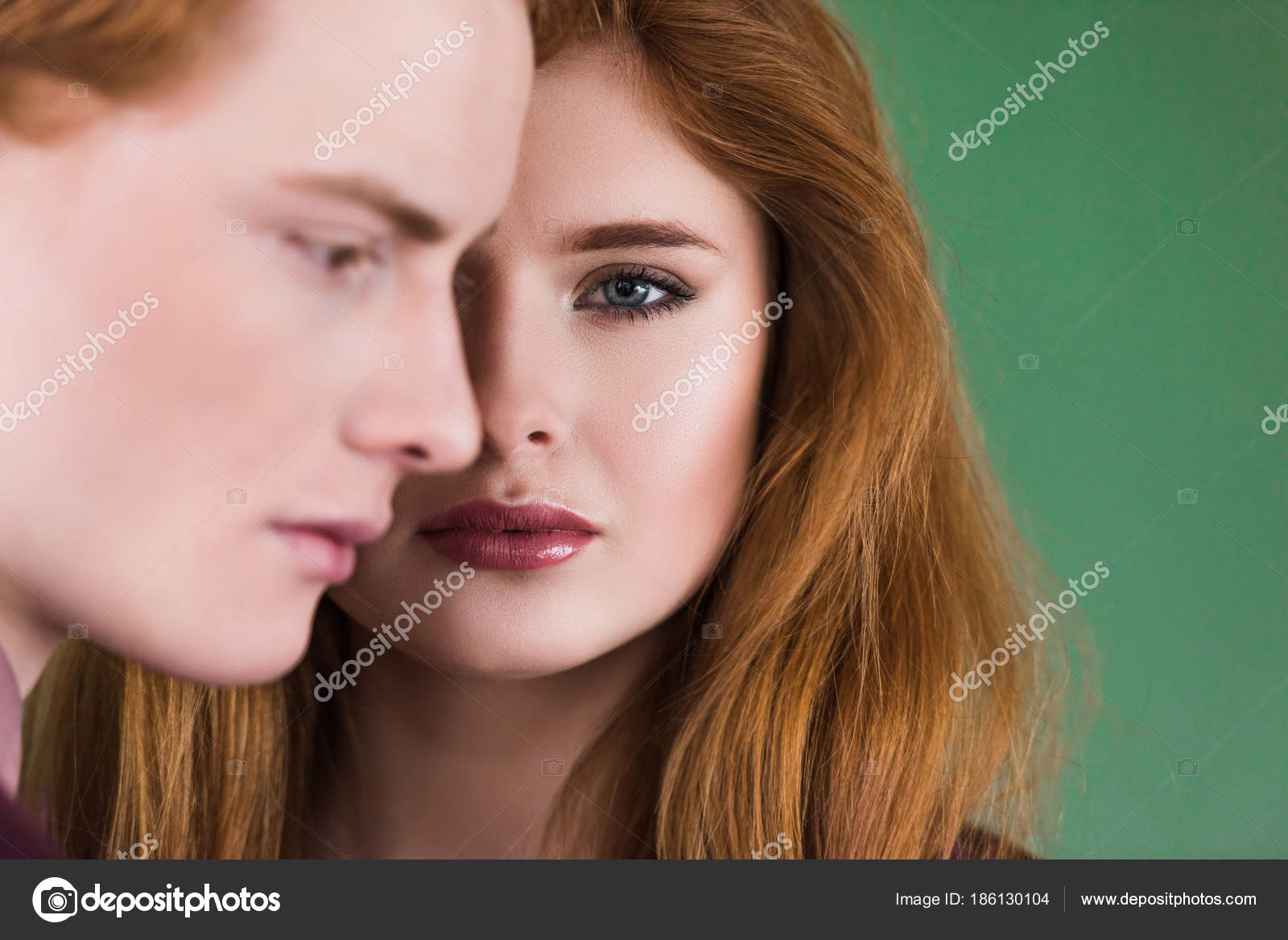 Side View Male Fashion Model Half Face Young Female — Stock Photo ...