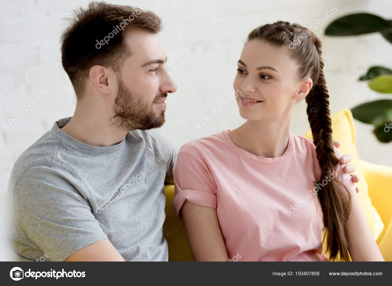 Smiling Man Woman Looking Each Other Stock Photo by ©AllaSerebrina ...