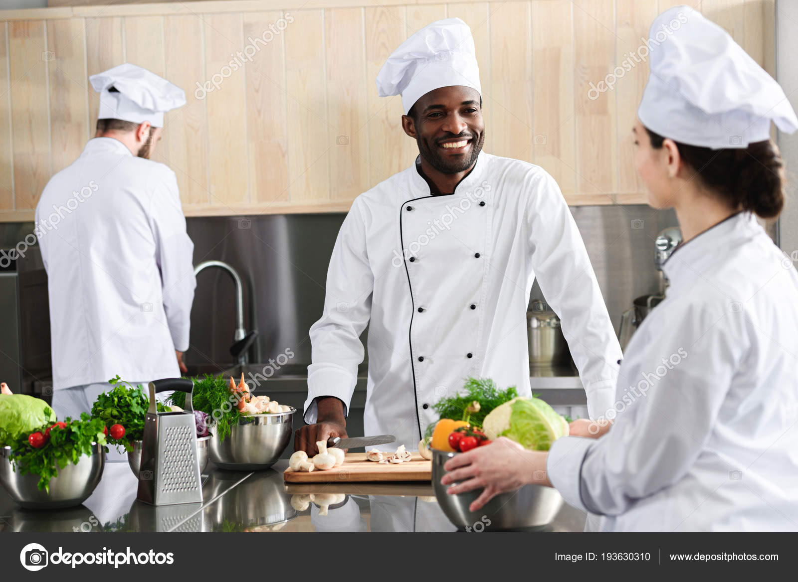 Multicultural Cooks Working Together Kitchen Counter — Stock Photo ...