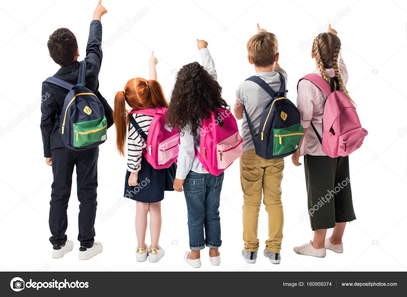 Multiethnic children with backpacks Stock Photo by ©EdZbarzhyvetsky ...
