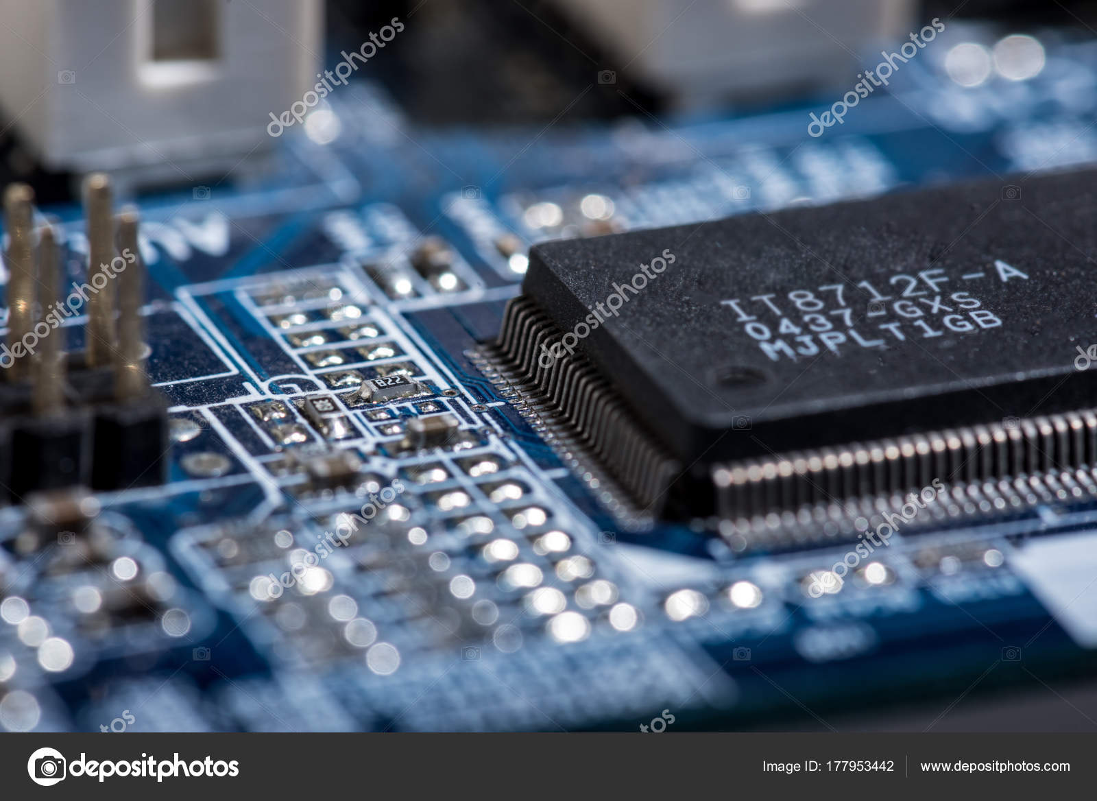Selective Focus Computer Motherboard Various Details — Stock Photo ...
