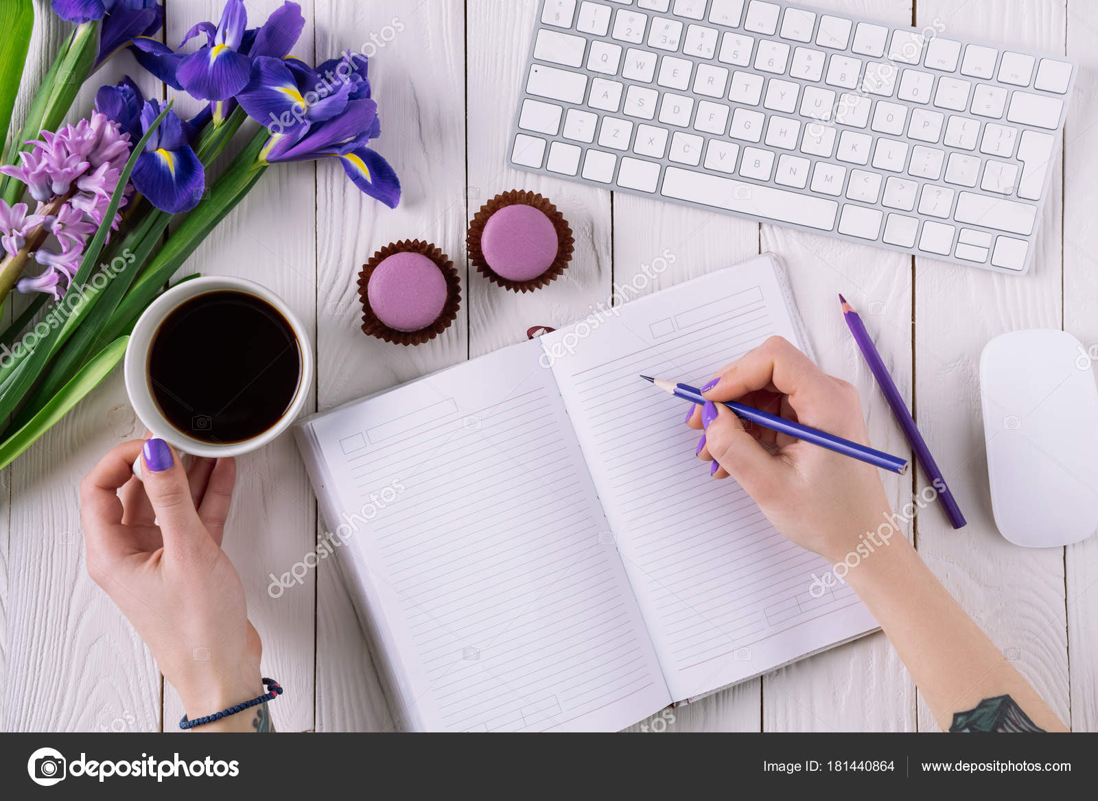 Cropped Shot Woman Writing Notebook Workplace Stock Photo by ...