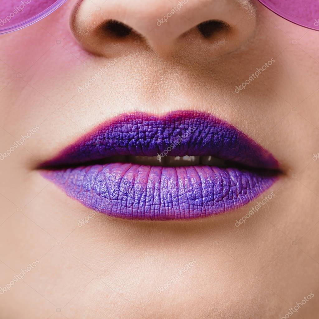Cropped Image Female Purple Lips — Free Stock Photo © EdZbarzhyvetsky ...