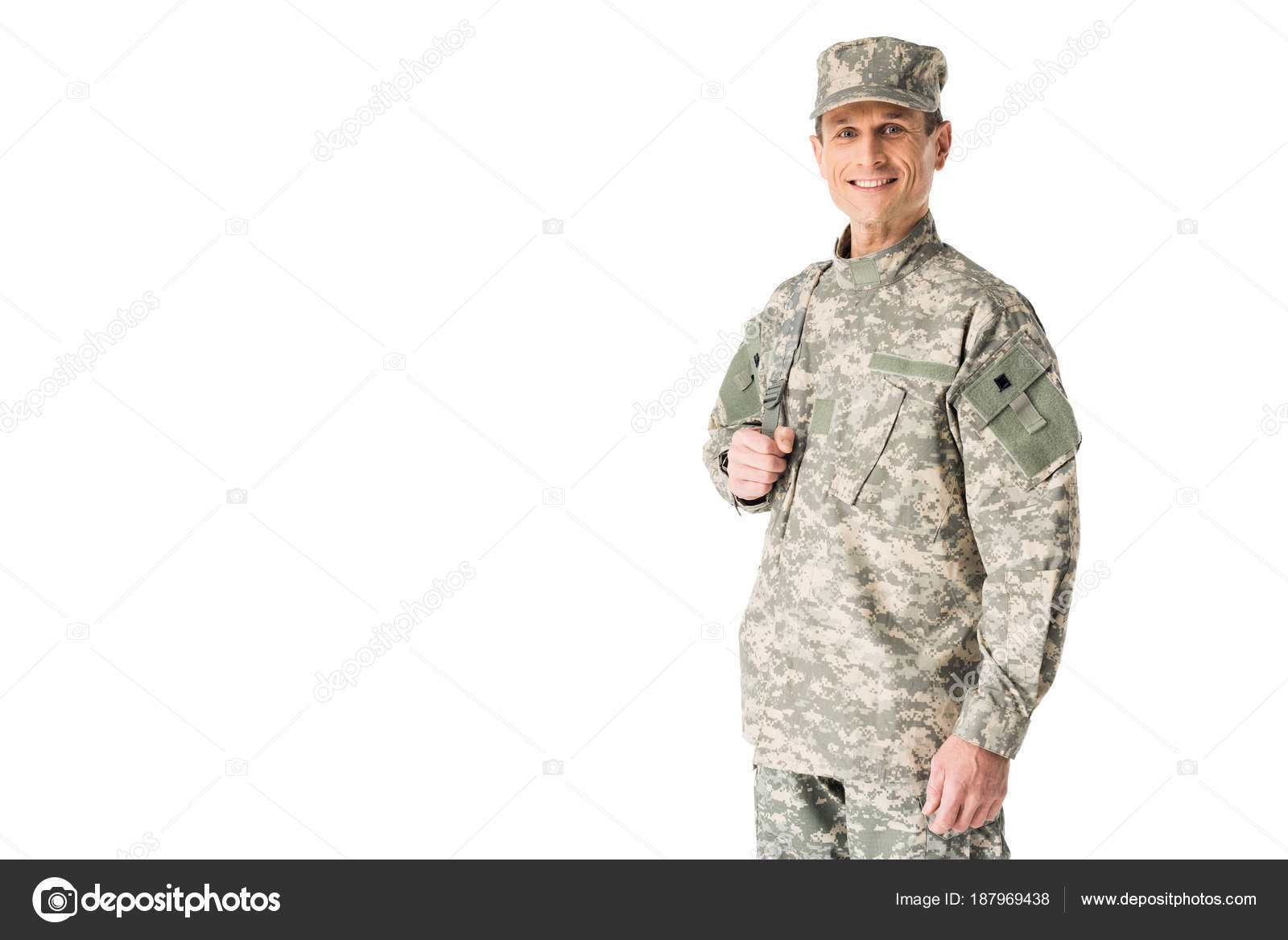 Young Army Soldier Looking Camera Isolated White — Stock Photo ...
