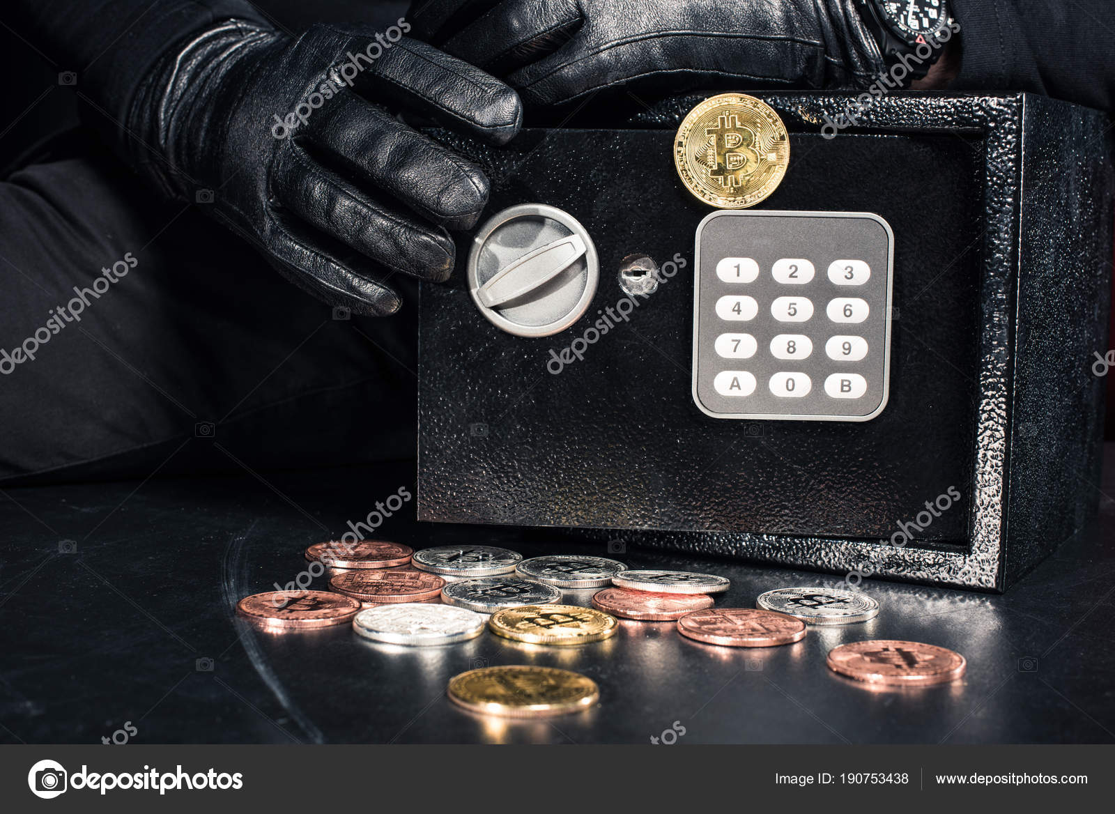 Close View Man Opening Safe Bitcoin Cryptocurrency — Stock Editorial ...