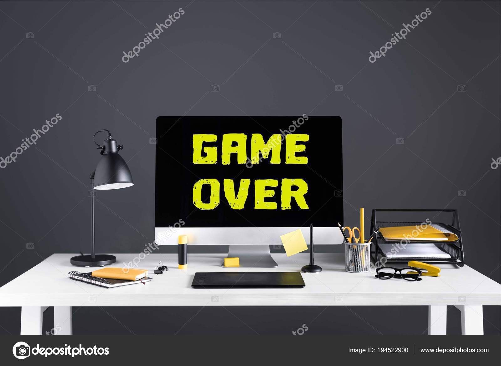 Desktop Computer Game Inscription Screen Graphics Tablet Office ...
