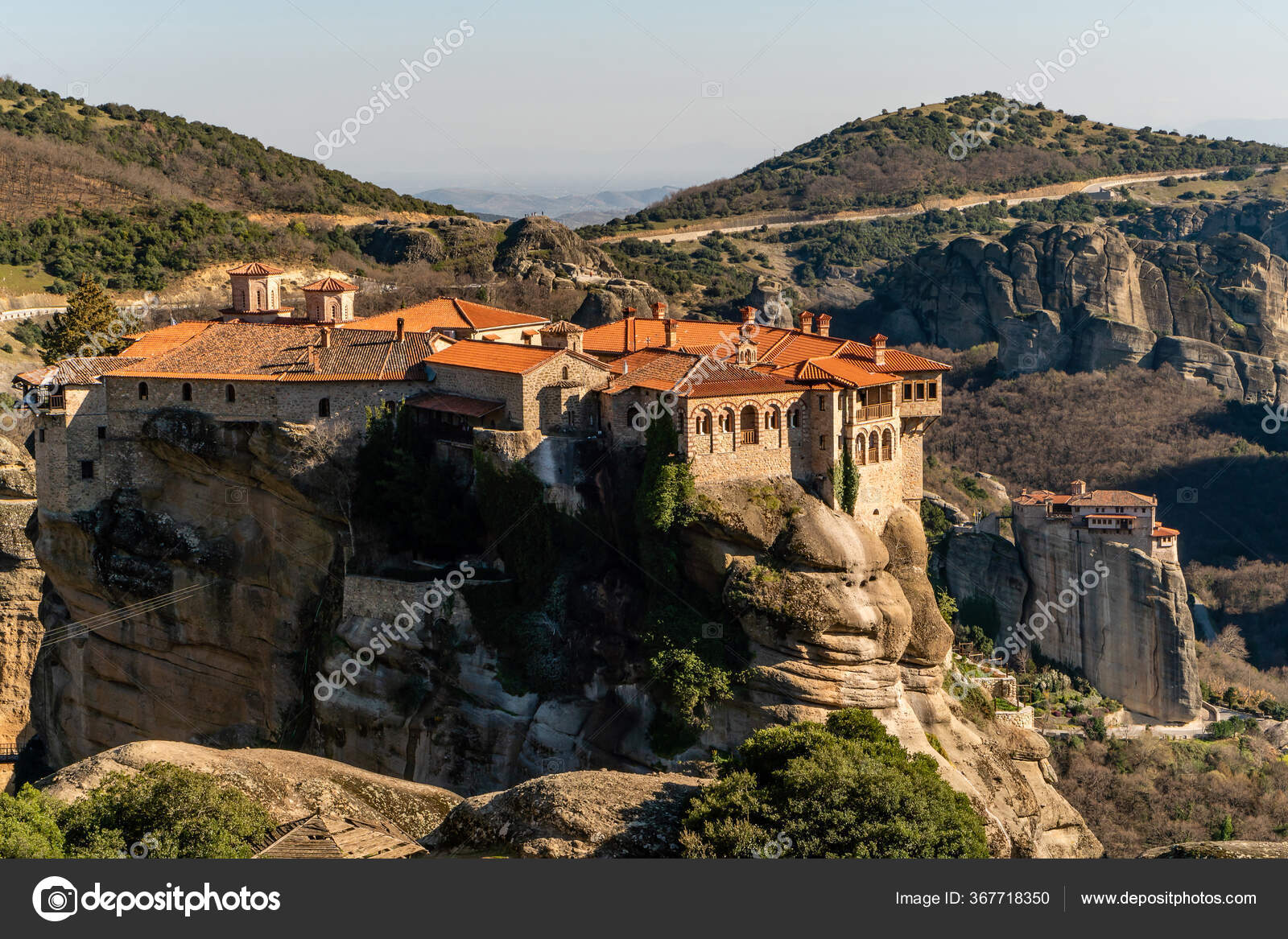 Monastery Holy Trinity Rock Formations Meteora — Stock Photo ...