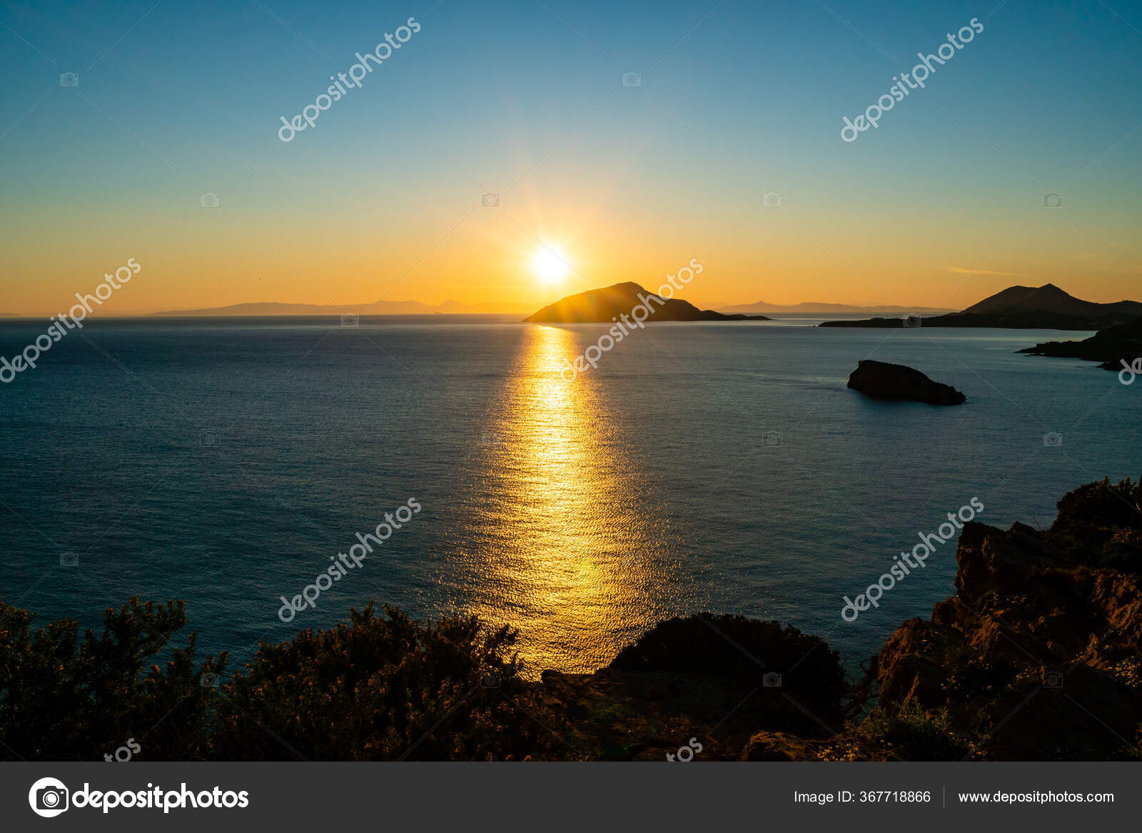Sunset Scenic Aegean Sea Greece — Stock Photo © DimaKozitsyn #367718866