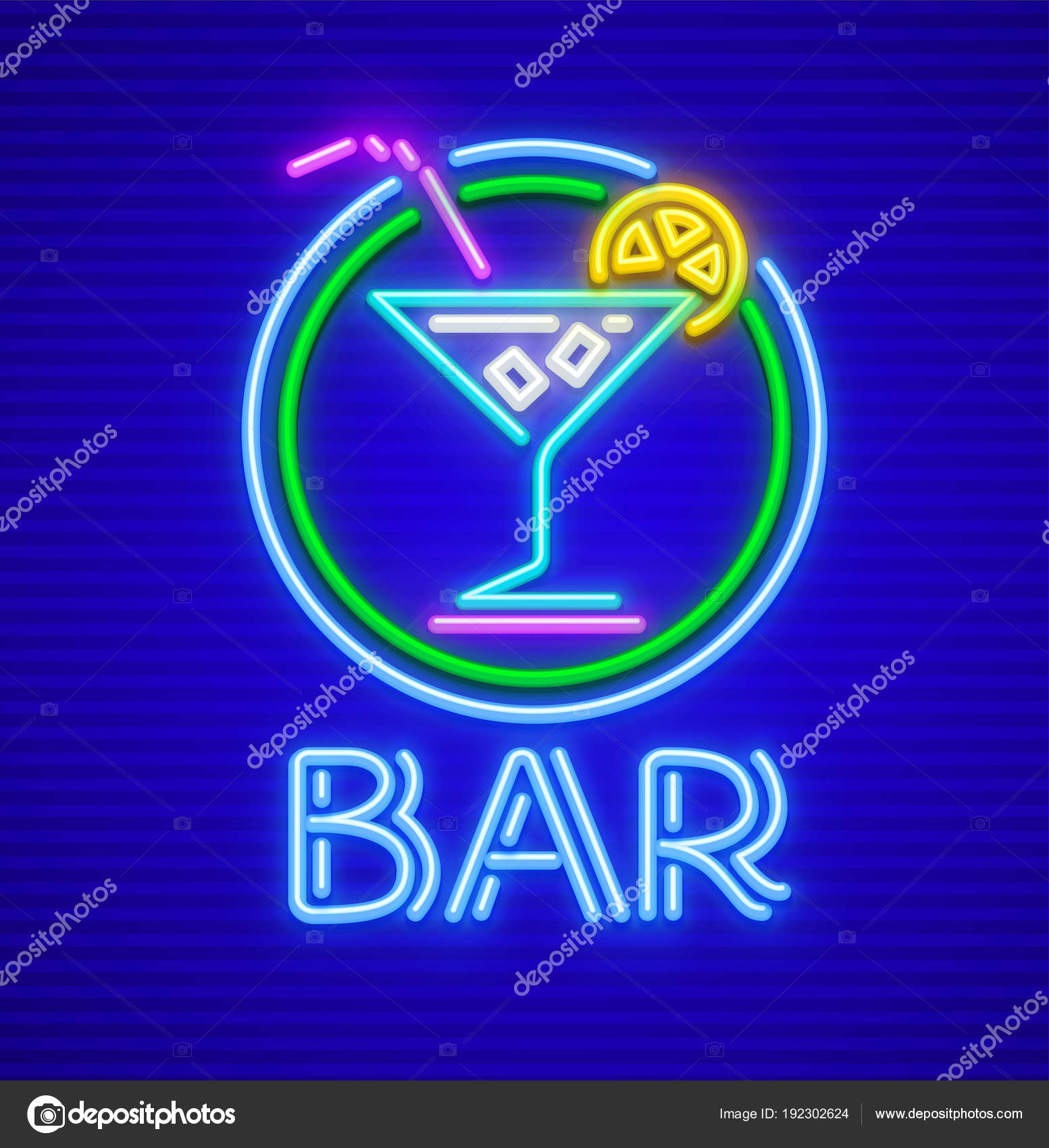 Cocktail bar neon sign wineglass for drink Stock Vector Image by ...