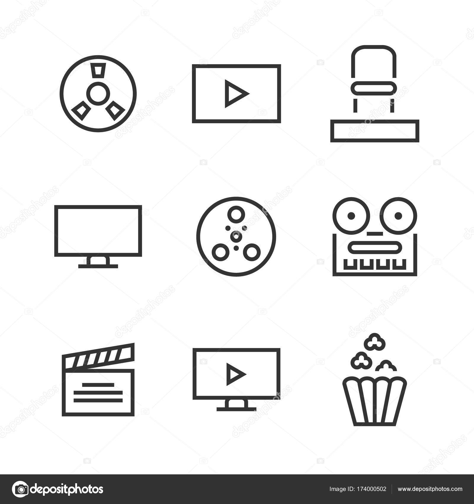 9 Cinema Line Icons Stock Vector Image by ©dd24 #174000502