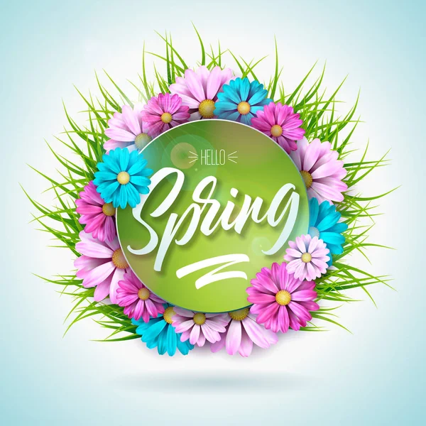 Spring nature design with beautiful colorful flower on clean background ...