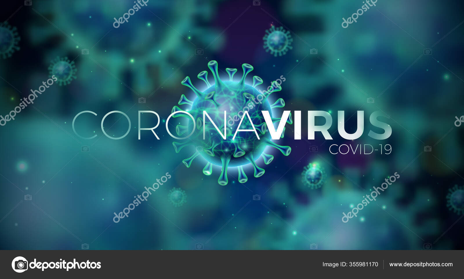 Covid-19. Coronavirus Outbreak Design with Virus Cell in Microscopic ...
