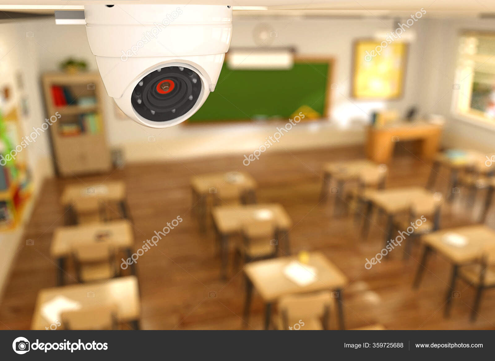 Rendering Illustration Security Camera Classroom School Cctv Camera ...