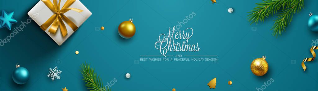 Blue Christmas Background Banner Frame Header Background Greeting Card ...