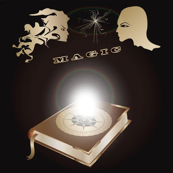Magic Spell Book Outline Vector Illustration Isolated White Background ...