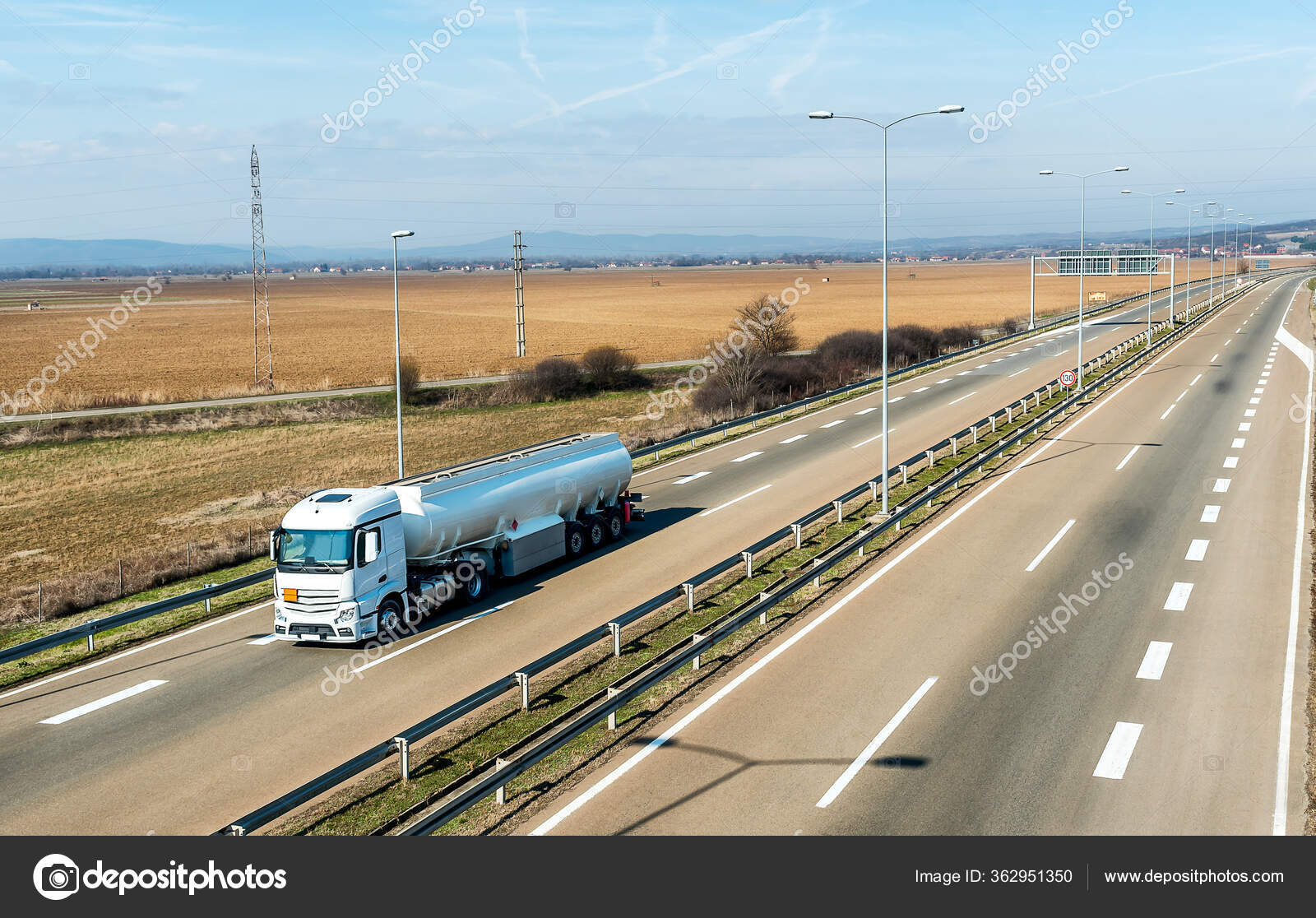 White Tank Truck Cistern Highway Rural Landscape Business ...
