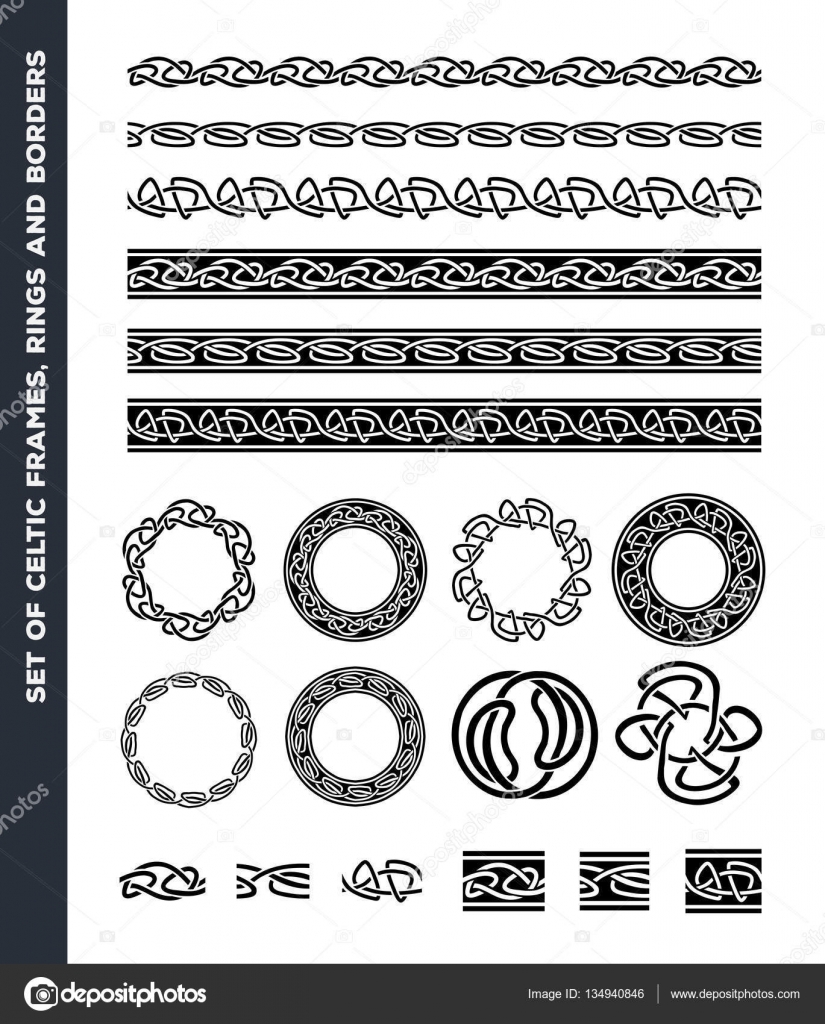 Celtic Borders, Patterns And Rings Set Stock Vector by ©benchyb 134940846
