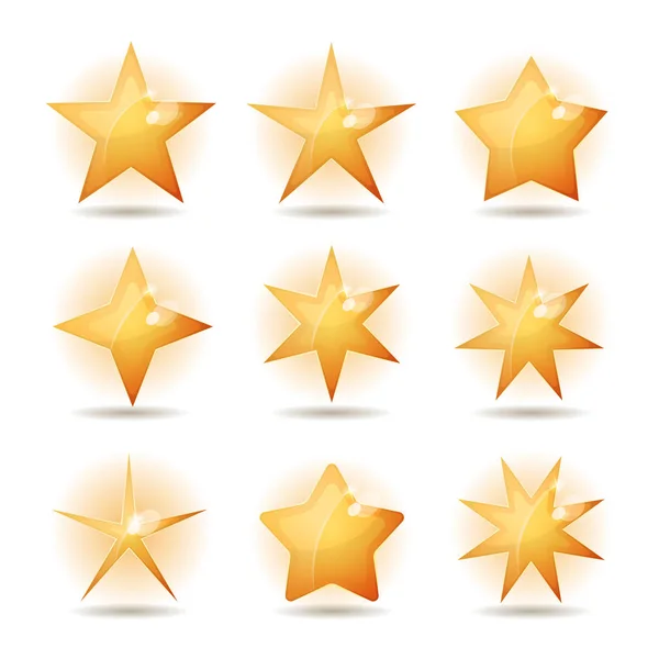 Gold Raiting Stars Golden Star Set Shadow Transparent Background ...
