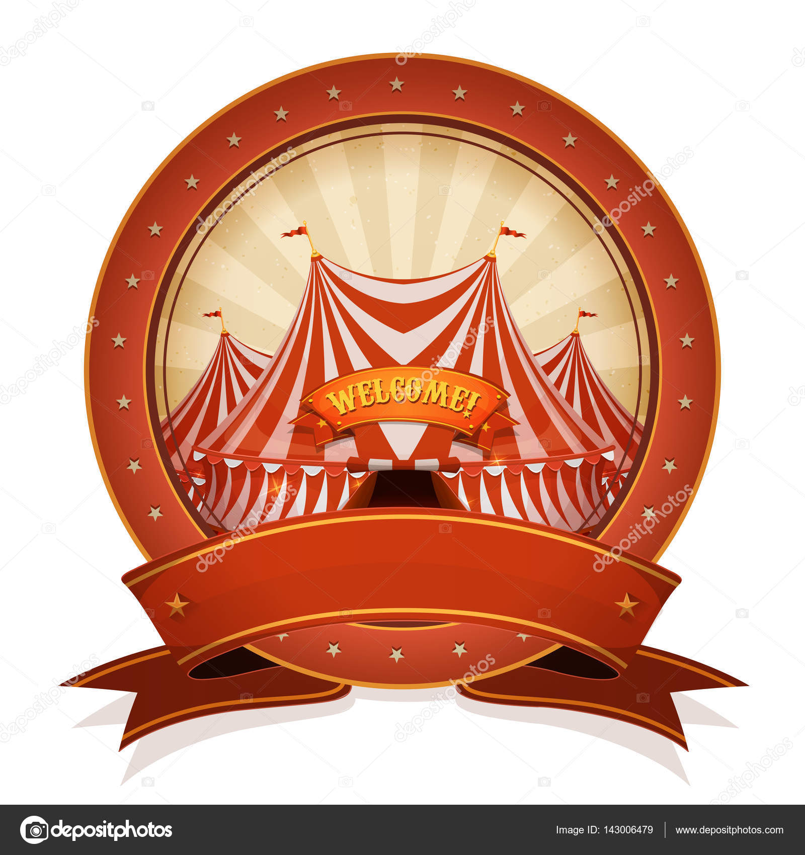 Vintage Circus Badge And Ribbon With Big Top Stock Vector Image by ...