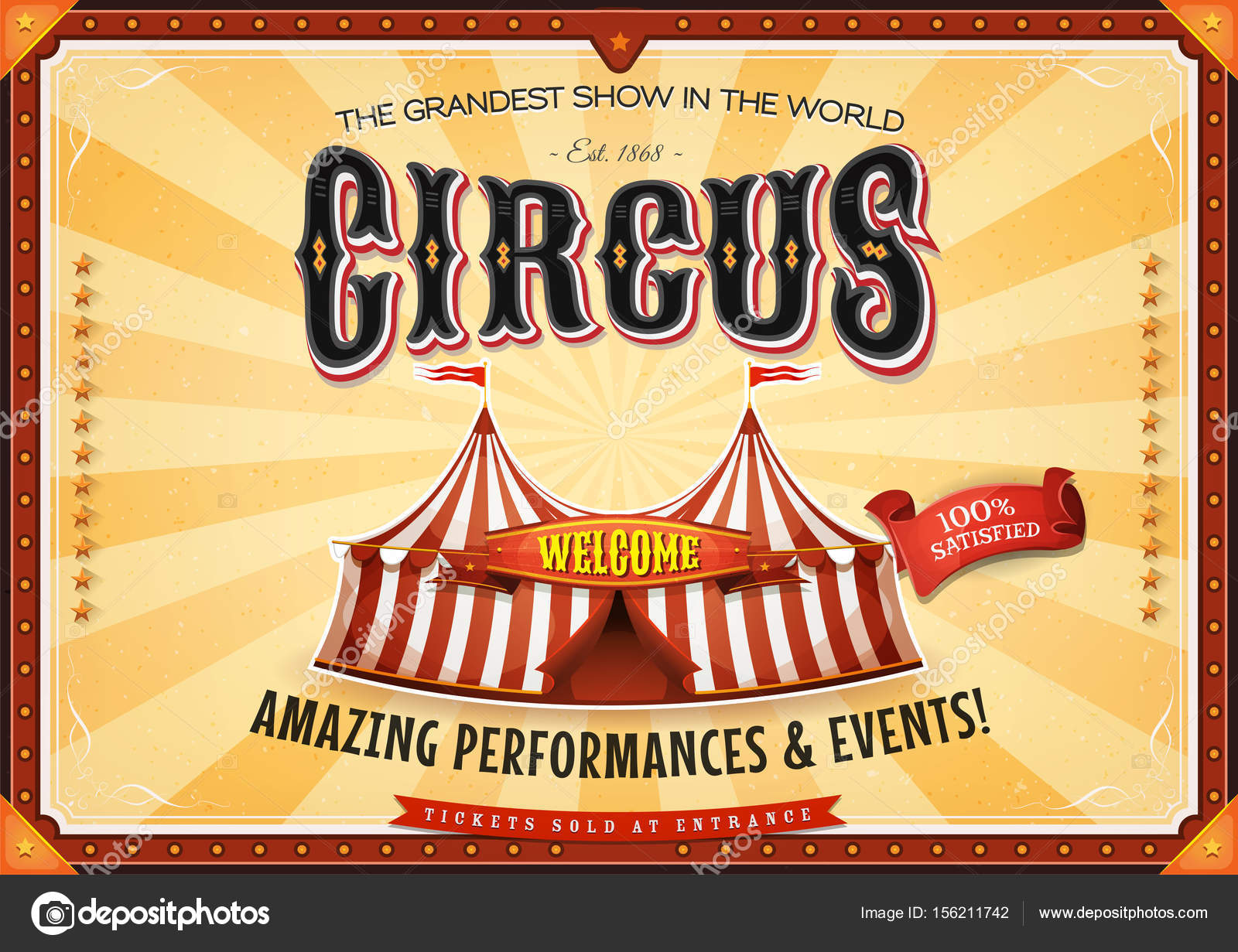 Illustration Retro Circus Horizontal Background Stock Vector Image by ...