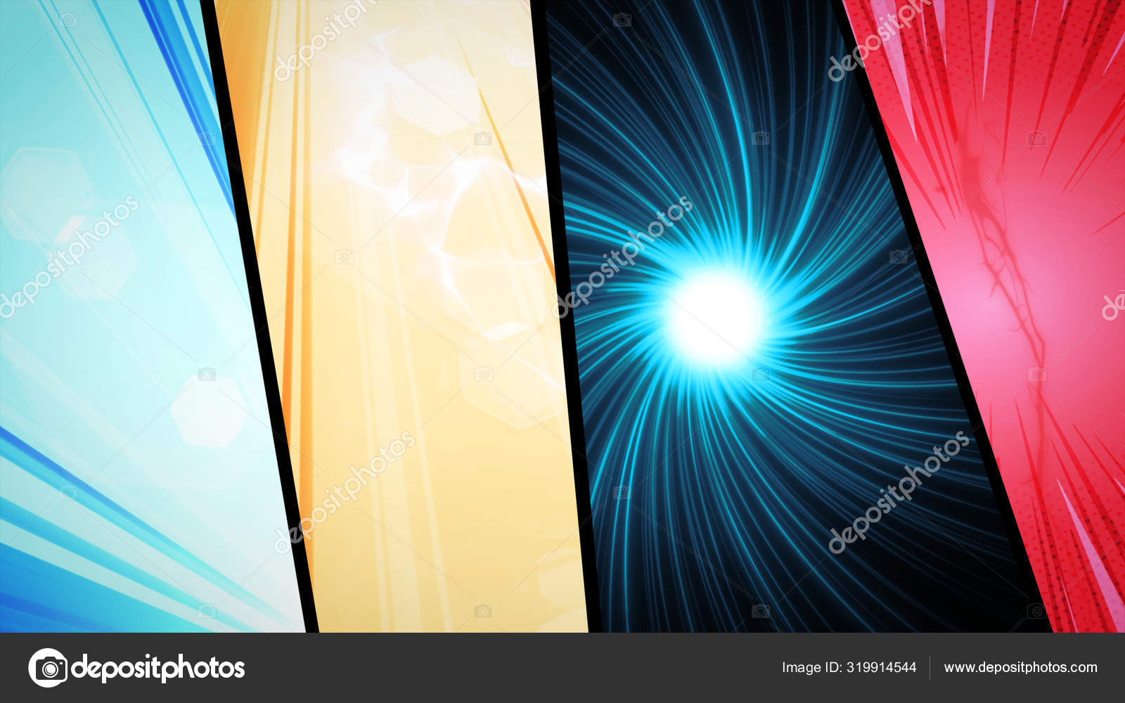 Comic Book Action Layout Background With Power Fx Stock Photo by ...