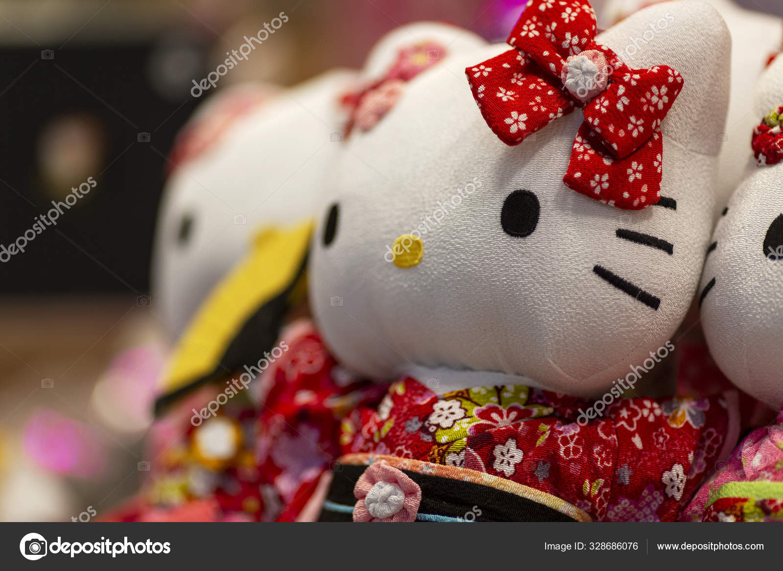 Tokyo, Japan, 04/08/2017: Hello Kitty soft toys on a shelf in a store ...