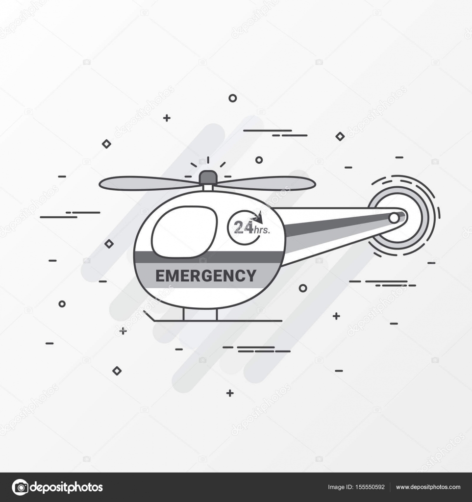 Ambulance helicopter emergency. Air support. Flat line design for ...