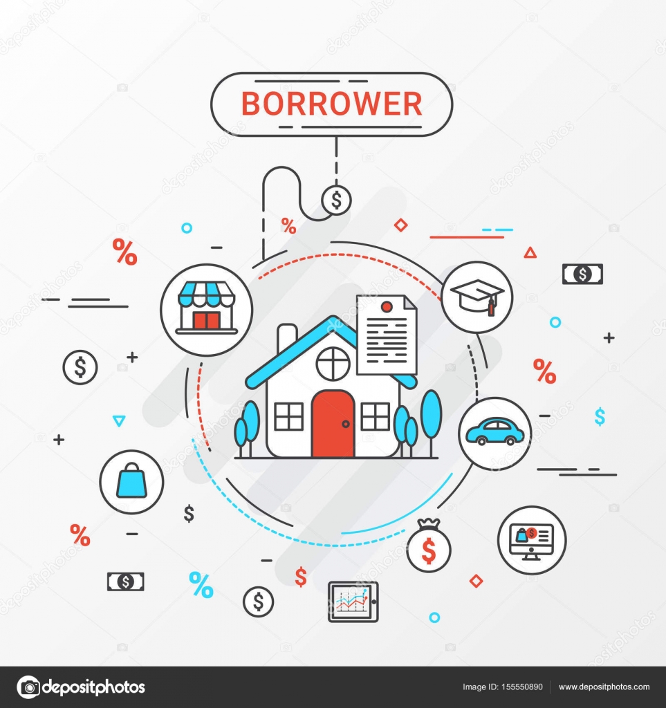 Borrower infographics design concept about borrowers and lenders ...