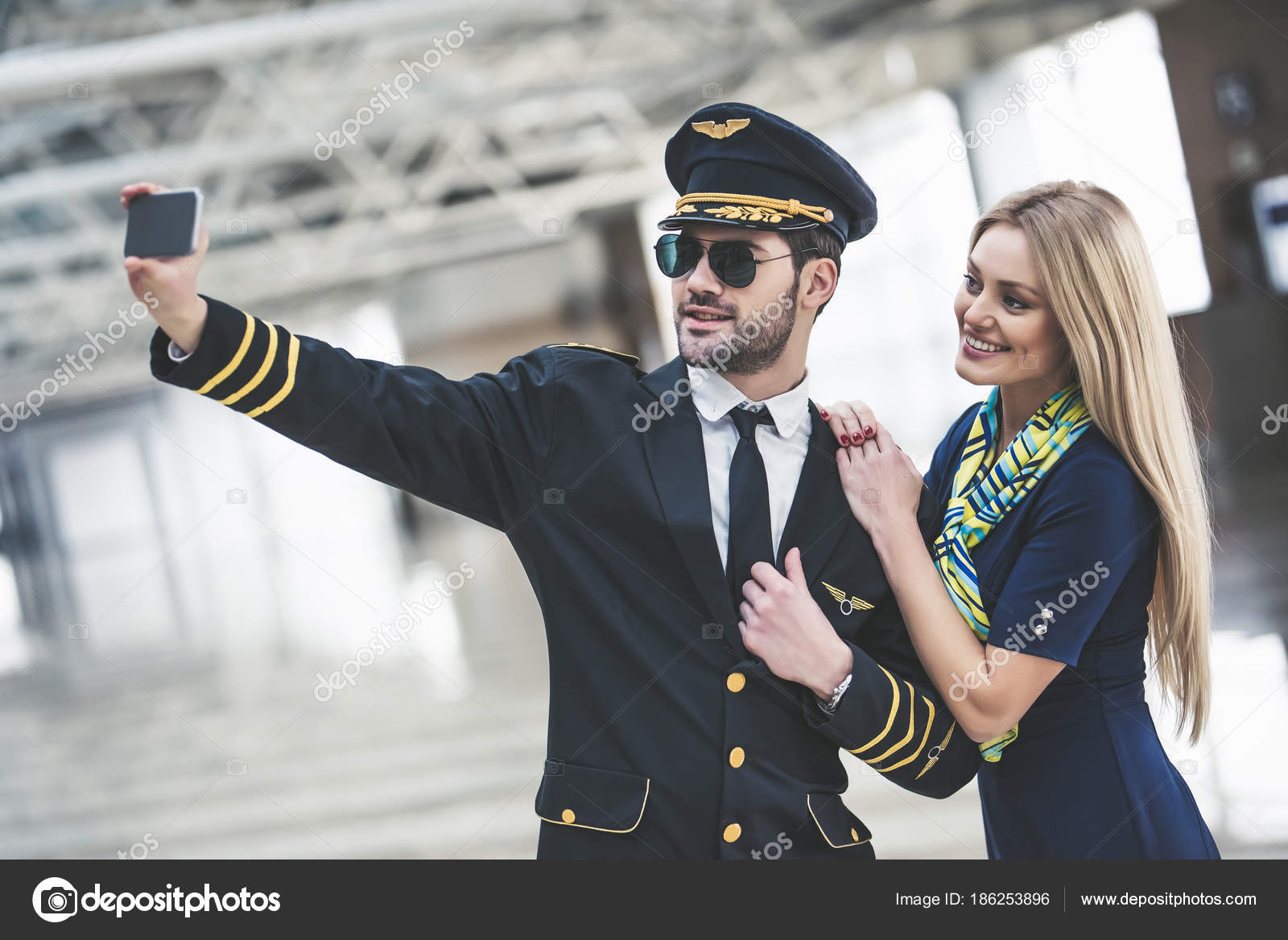 Pilot and flight attendant in airport Stock Photo by ©4pmphoto@gmail ...