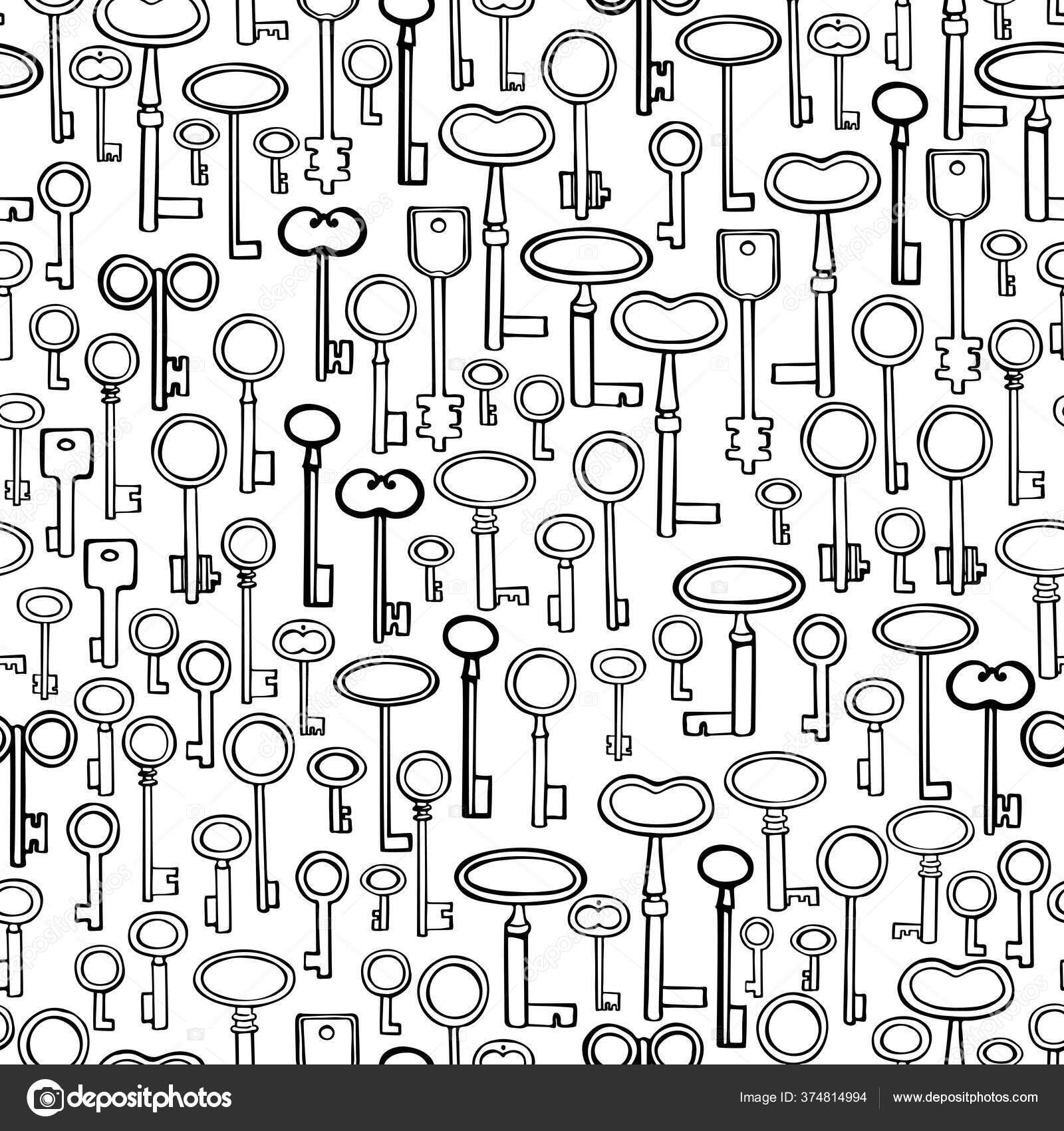 Hand Drawn Old Keys Vector Seamless Pattern — Stock Vector © rraya ...