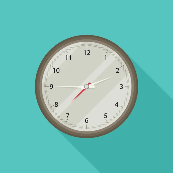 School Clock Flat Icon with Long Shadow, Vector Illustration — Stock ...