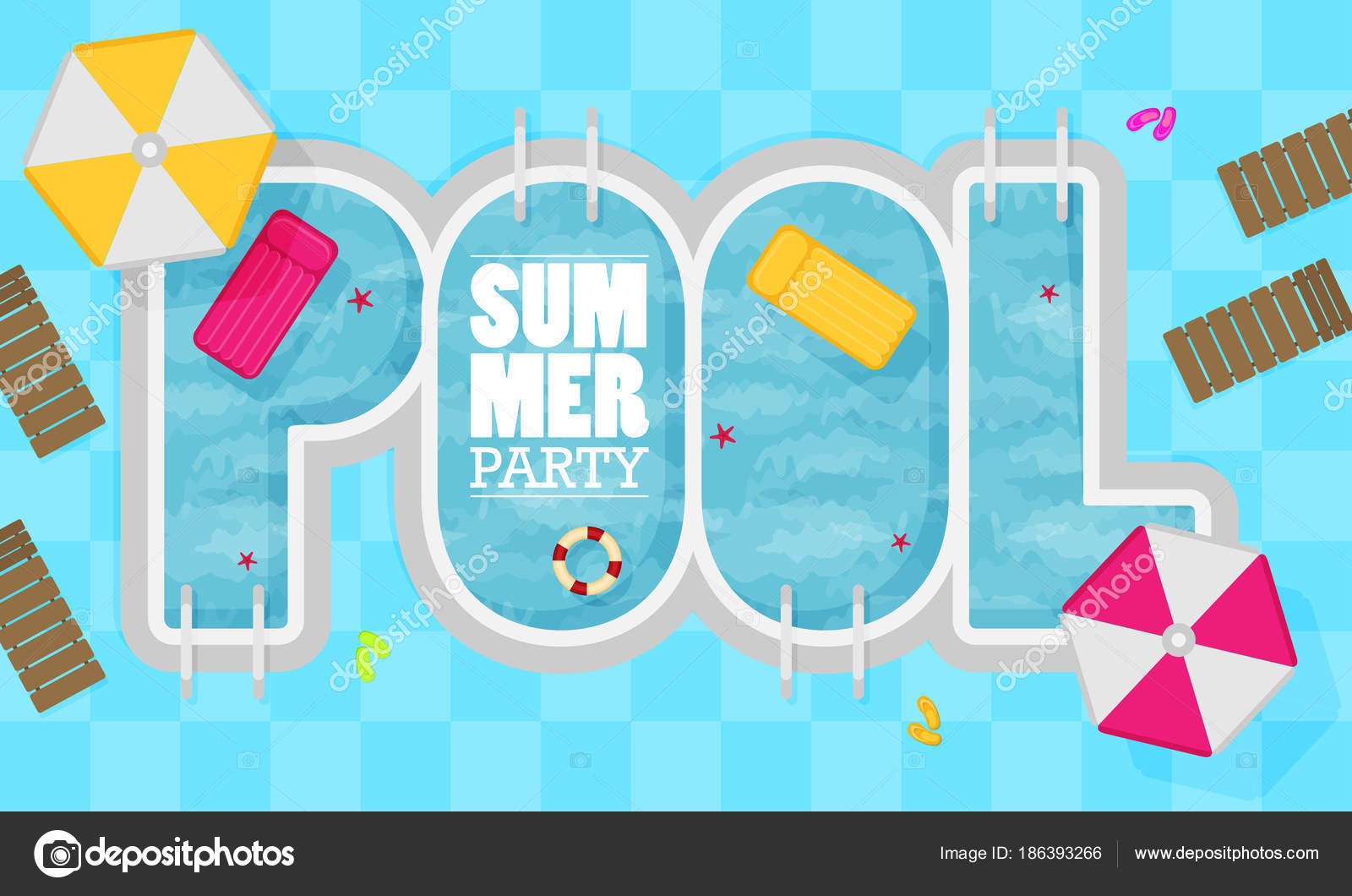 Summer Pool Party Poster Vector Illustration Stock Vector Image By
