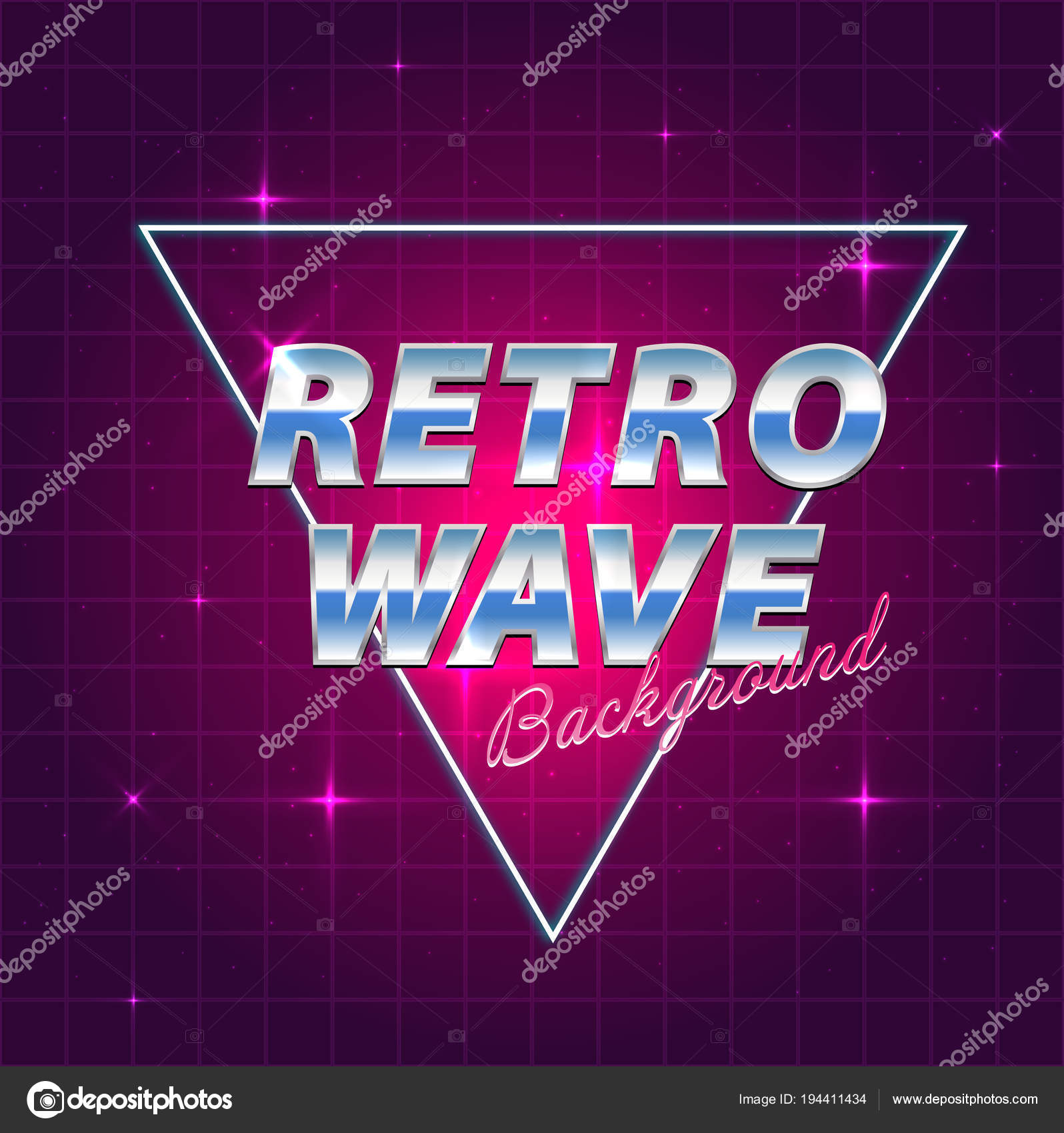 Retro Wave 80S Style Background Lettering Stock Vector by ©Mix3r 194411434